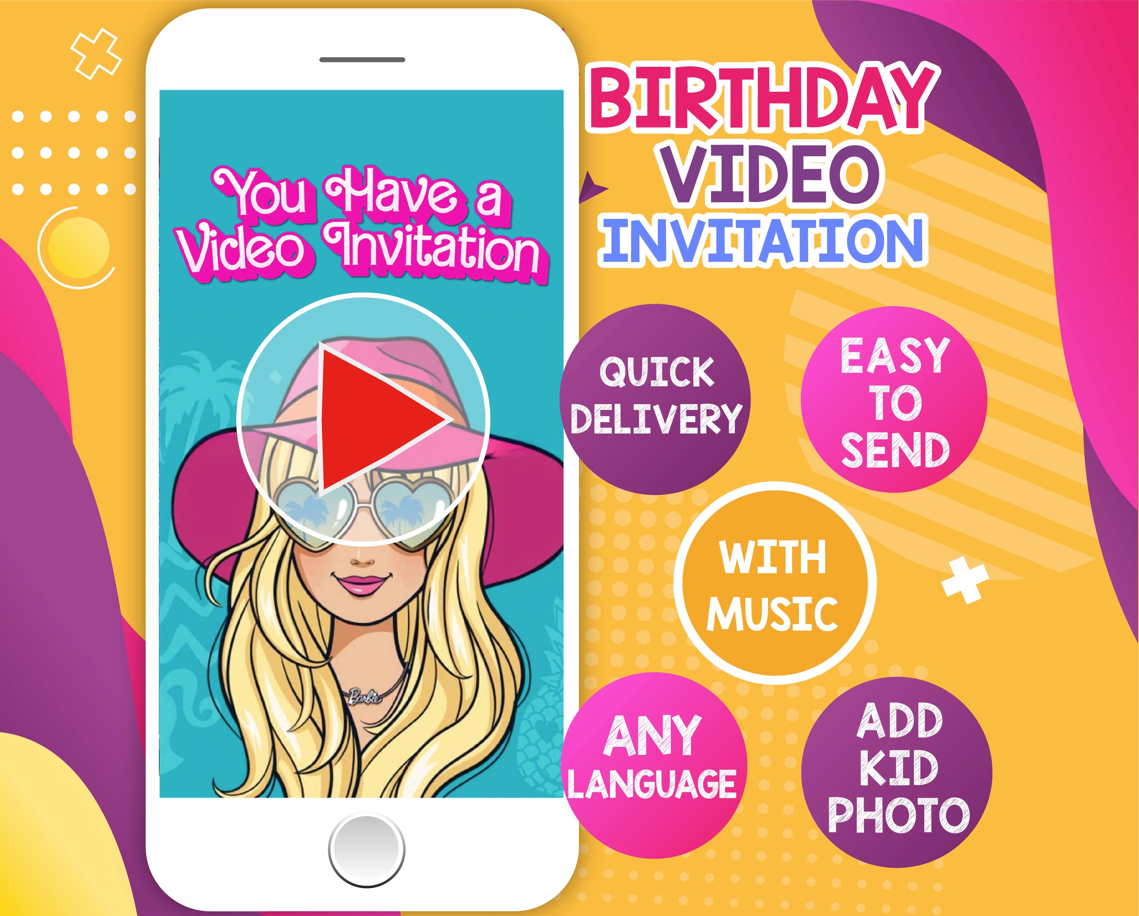 Barbie Birthday Video Invitation | Barbie Birthday Party Animated Invi ...