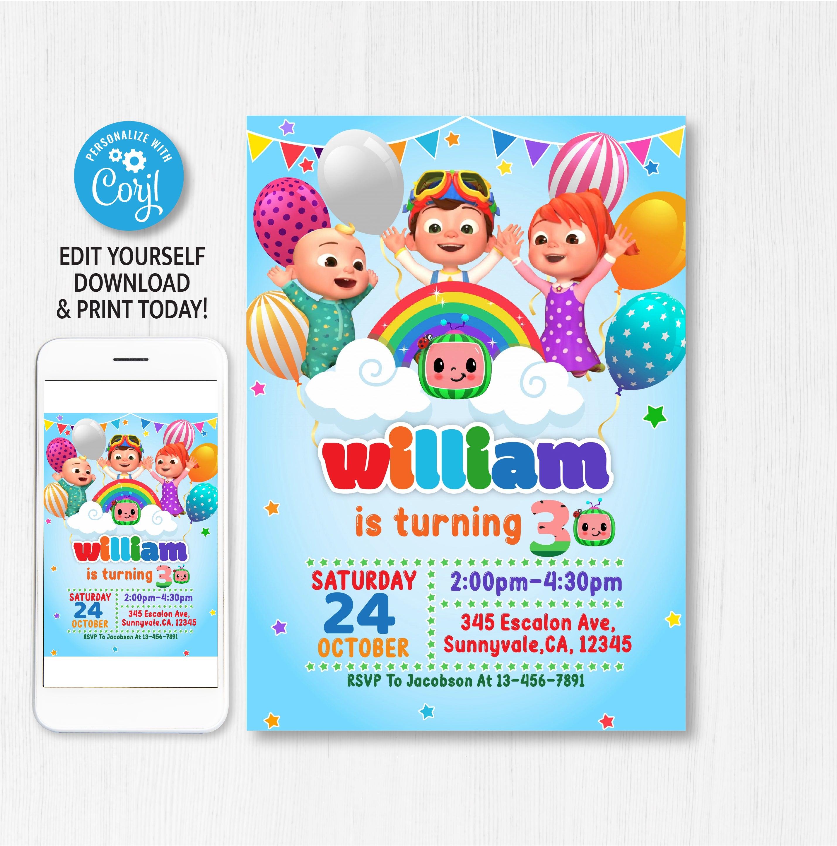 Cocomelon Birthday Invitation Template | Editable | Printable | Instan ...