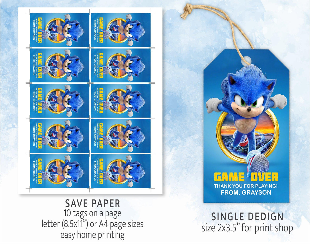 Sonic Thank you tag Template | Editable | Printable | Instant Download ...